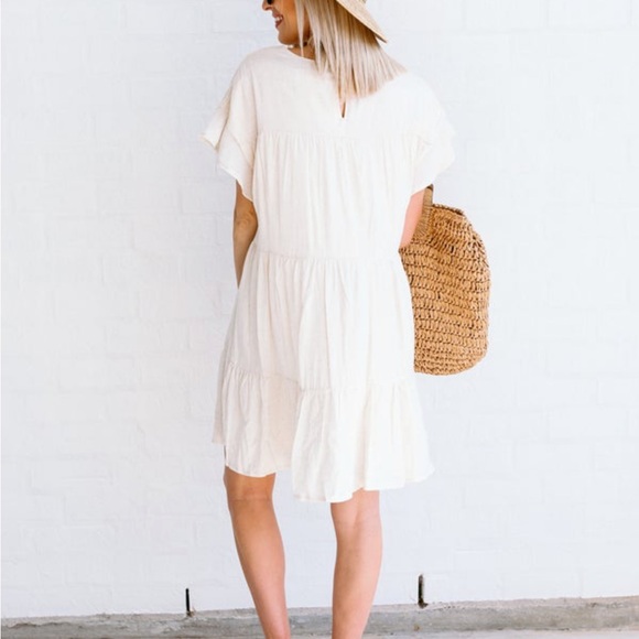 Adeline | Dresses | Flutter Sleeve Neutral Tiered Summer Dress | Poshmark